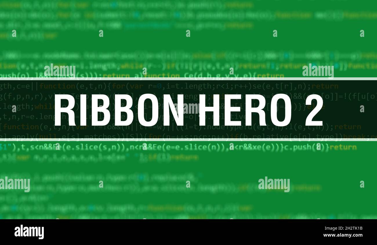 Ribbon Hero 2 text written on Programming code abstract technology ...