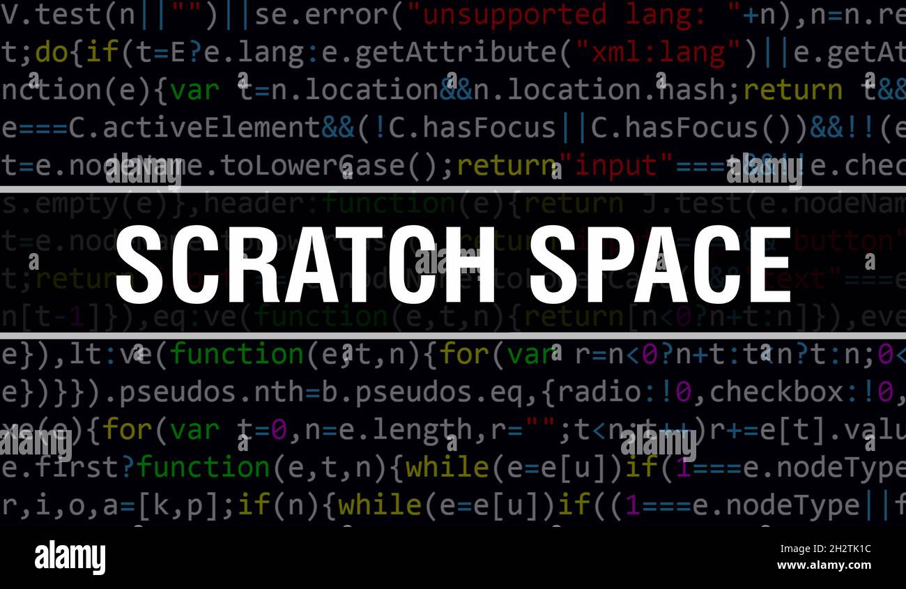 Scratch space with Binary code digital technology background. Abstract ...