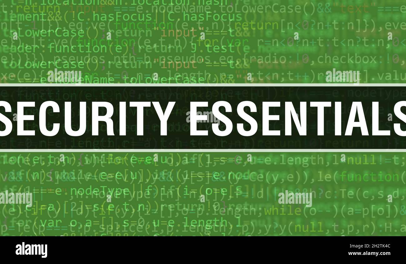 Security Essentials concept with Random Parts of Program Code.Security ...