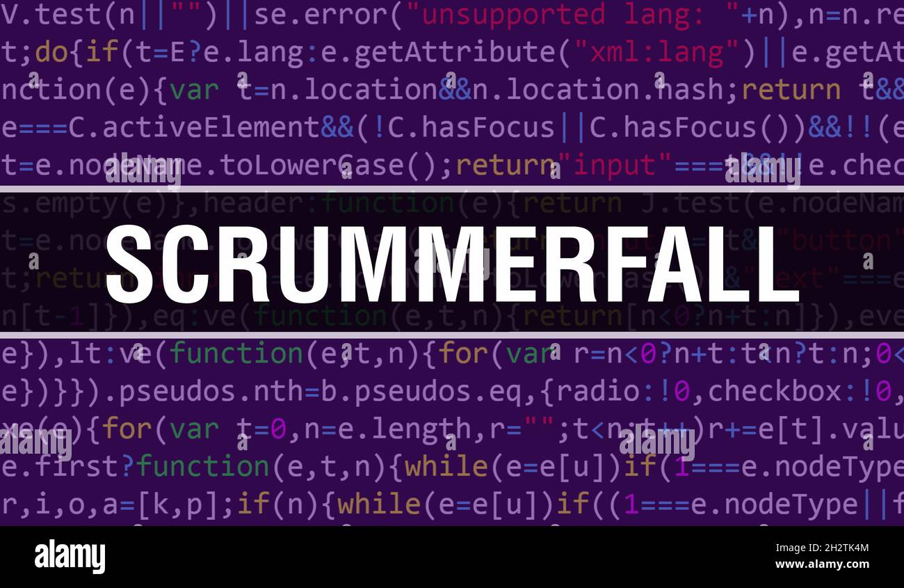 Scrummerfall with Binary code digital technology background. Abstract ...