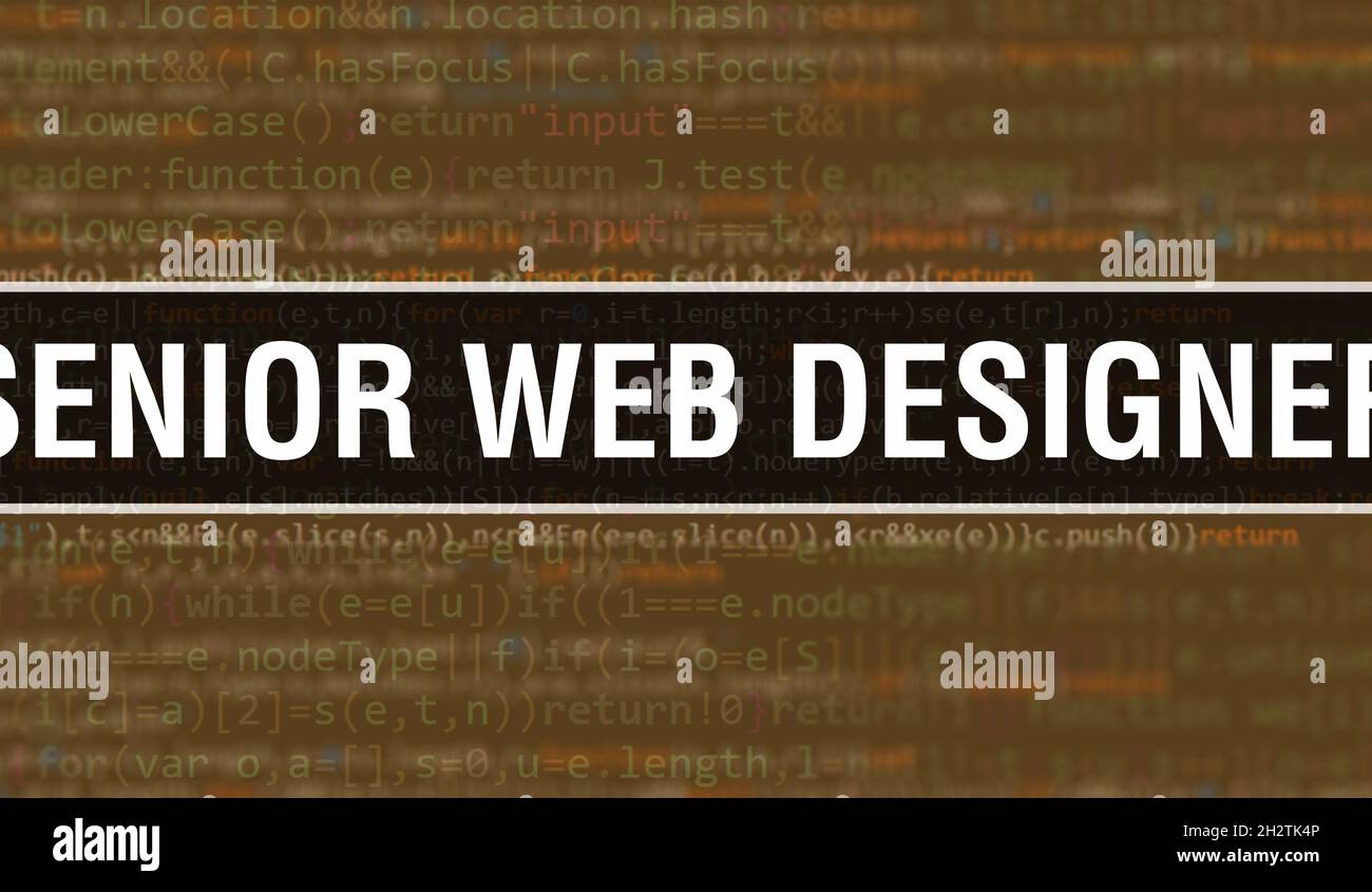 Senior Web Designer concept illustration using code for developing ...