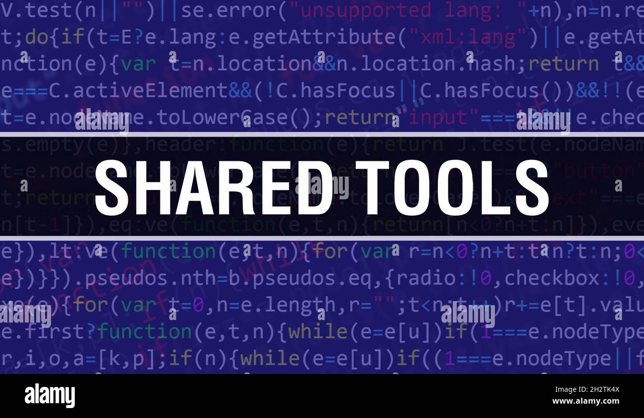 Shared tools with Abstract Technology Binary code Background.Digital ...