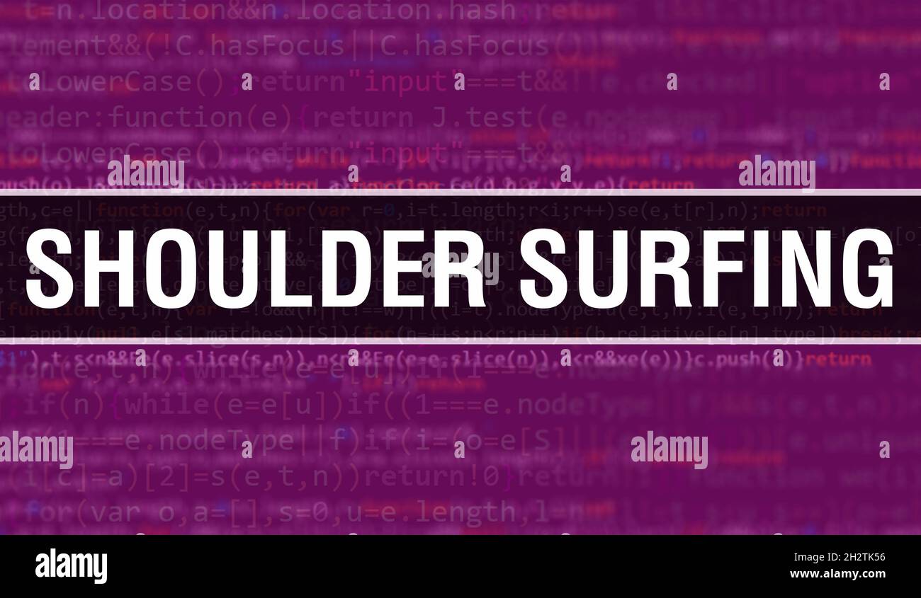 Shoulder surfing with Binary code digital technology background ...