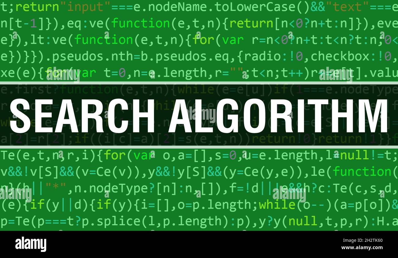 Search Algorithm Concept With Random Parts Of Program Codesearch Algorithm Text Written On