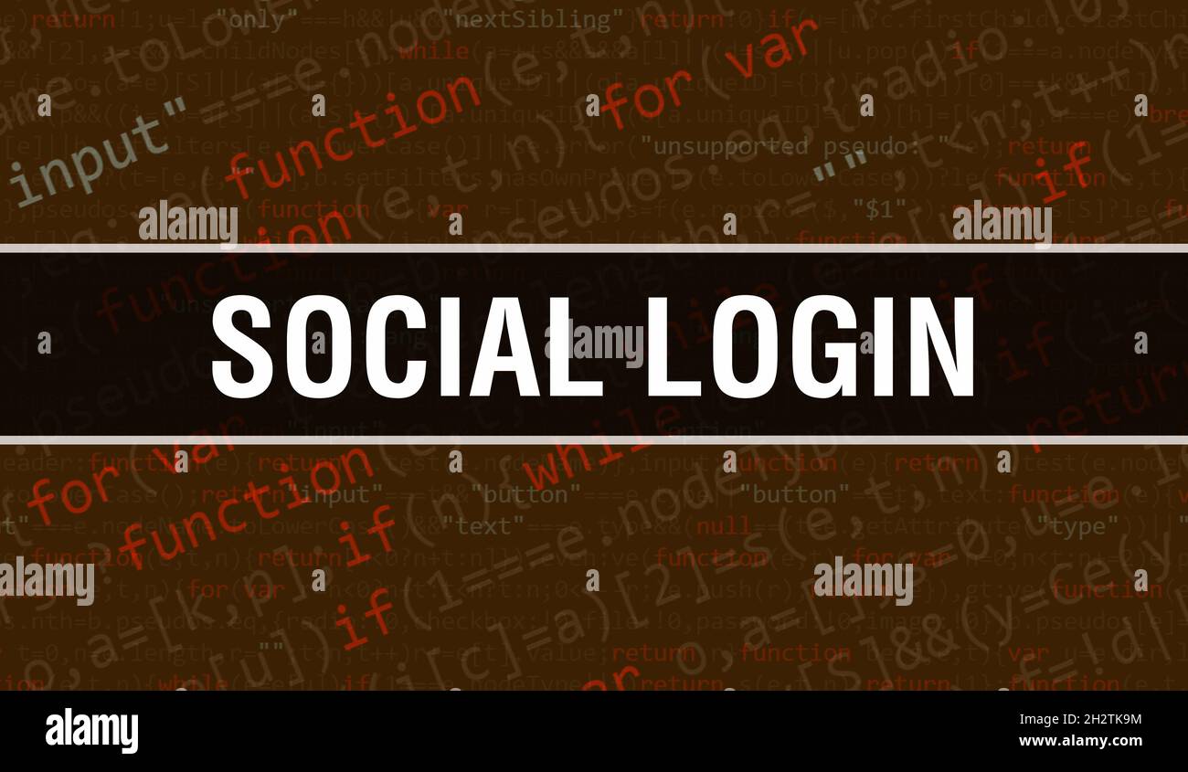 Social login concept with Random Parts of Program Code.Social login ...