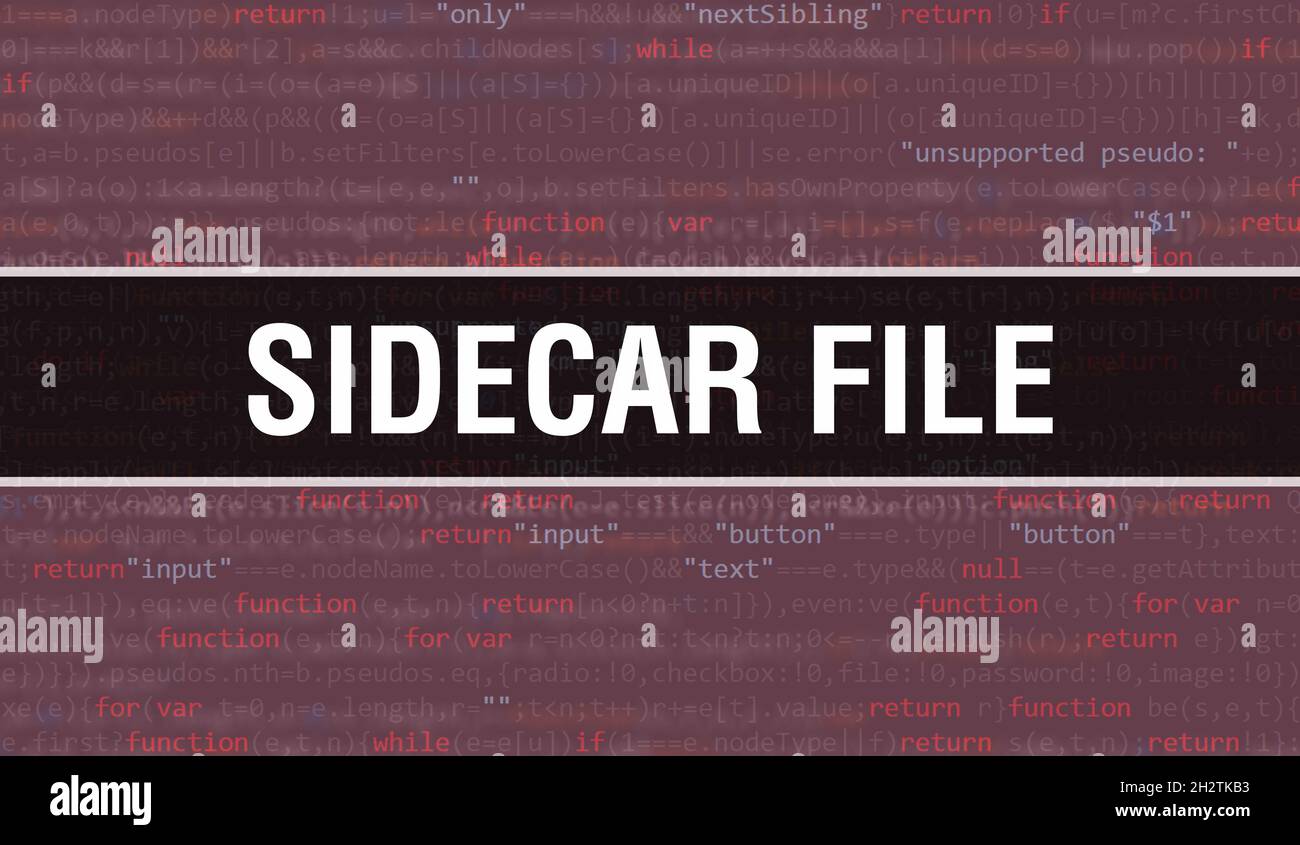 Sidecar file concept with Random Parts of Program Code.Sidecar file text written on Programming ...