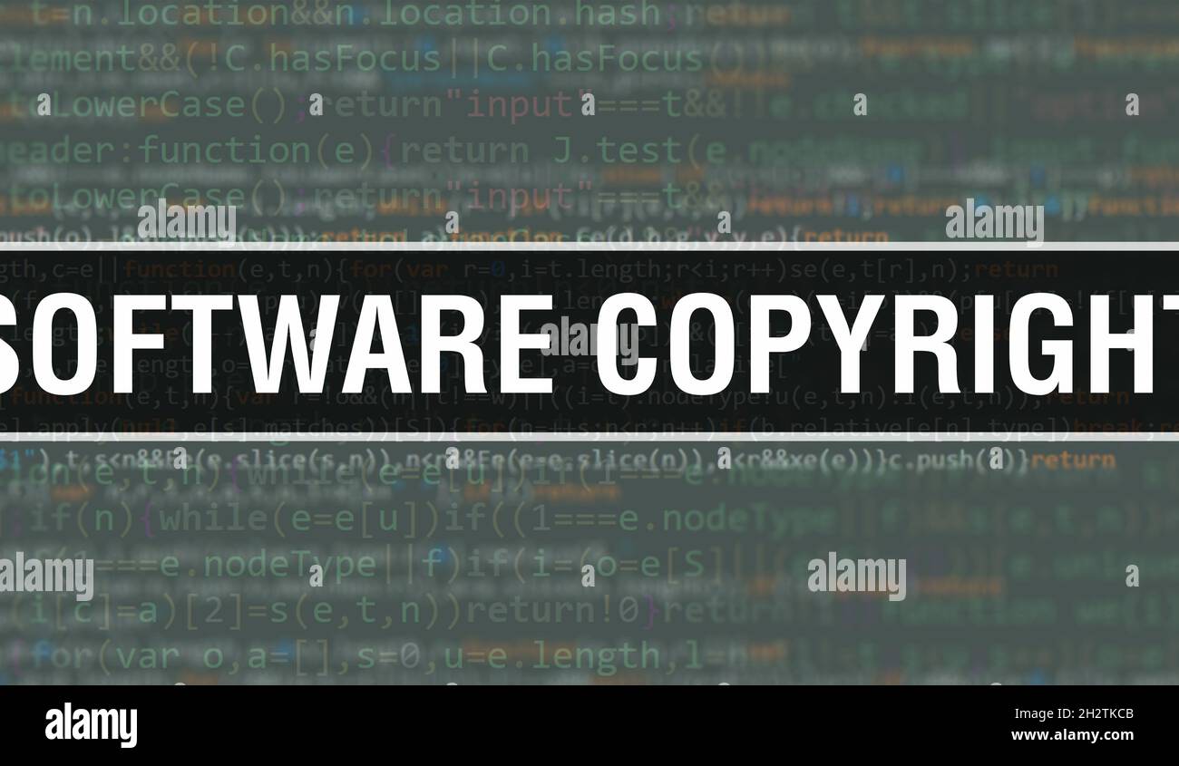 Software copyright concept illustration using code for developing ...
