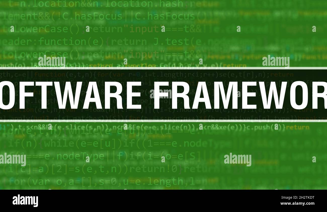 Software framework concept illustration using code for developing ...