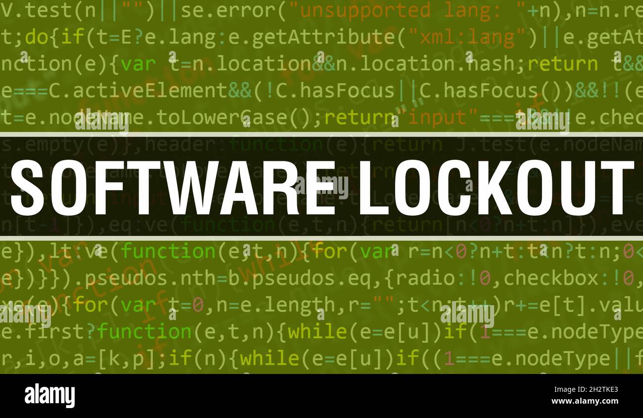 Software lockout text written on Programming code abstract technology ...