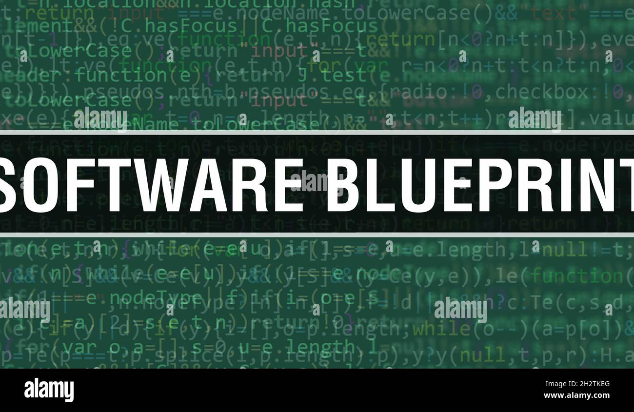 Software blueprint concept with Random Parts of Program Code.Software ...