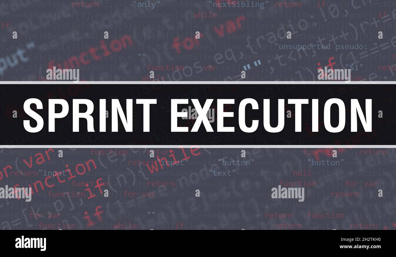 sprint execution concept illustration using code for developing programs and app. sprint ...