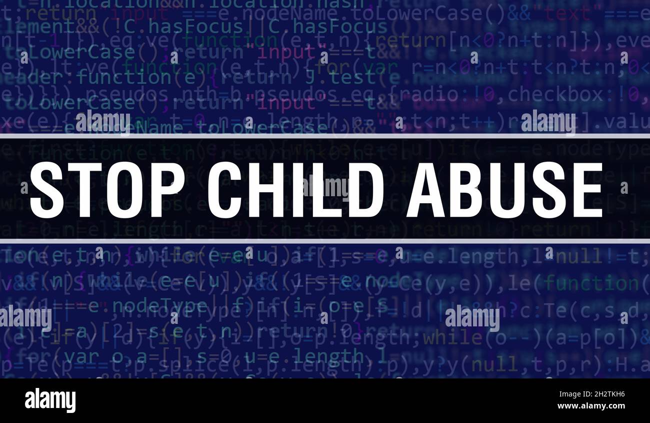 Stop Child Abuse concept with Random Parts of Program Code.Stop Child ...