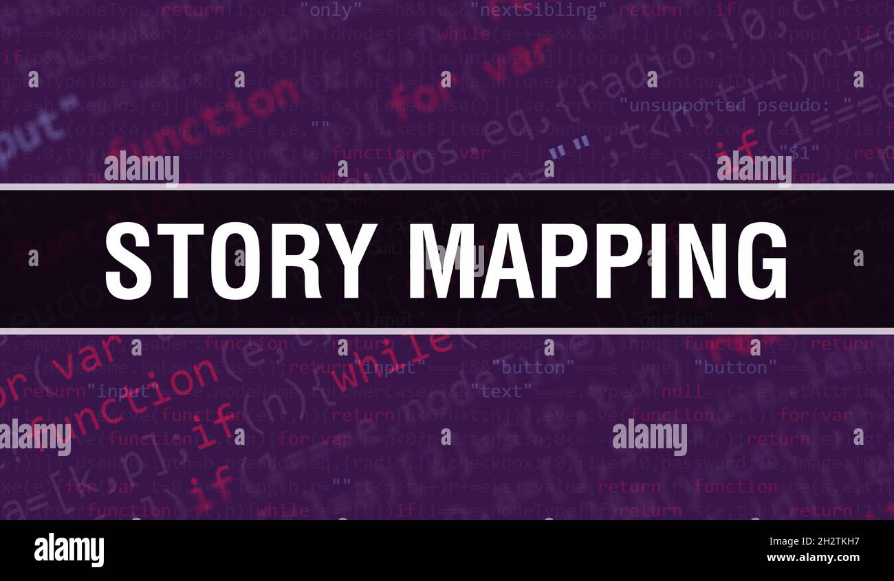 story mapping concept illustration using code for developing programs ...