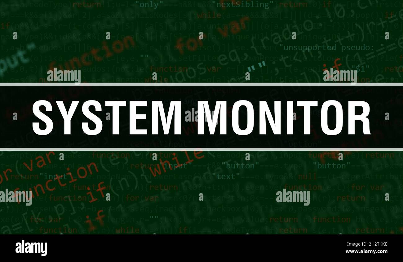 System monitor concept illustration using code for developing programs and app. System monitor ...