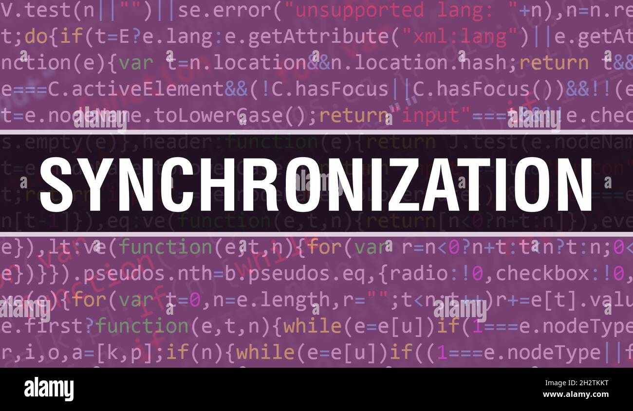 Synchronization Text Written On Programming Code Abstract Technology