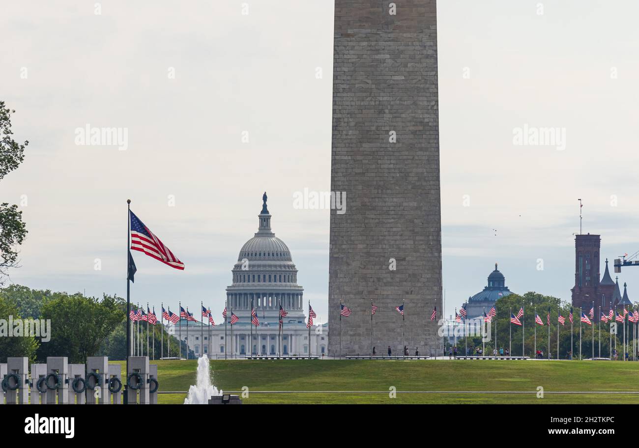 Capitol Building with US flags - Washington DC, USA Stock Photo - Alamy