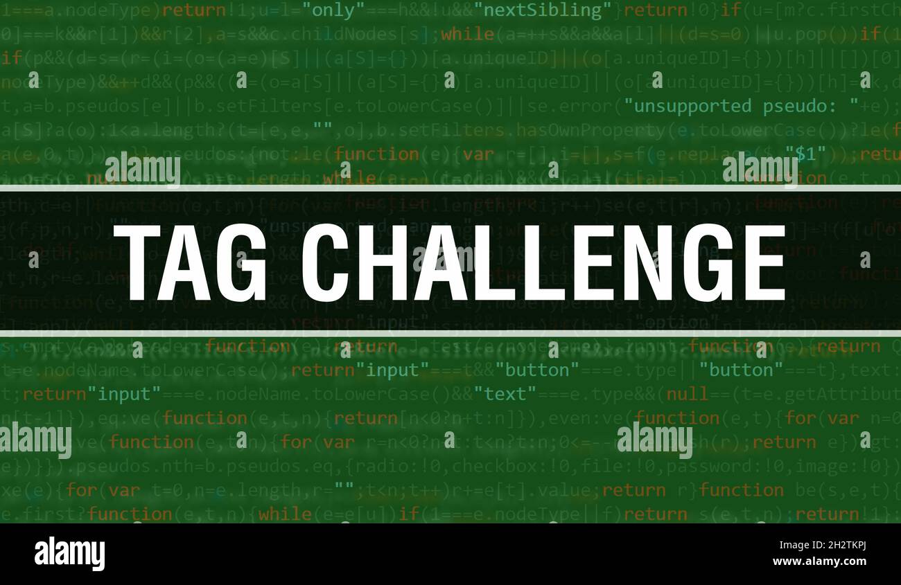 Tag Challenge with Binary code digital technology background. Abstract ...