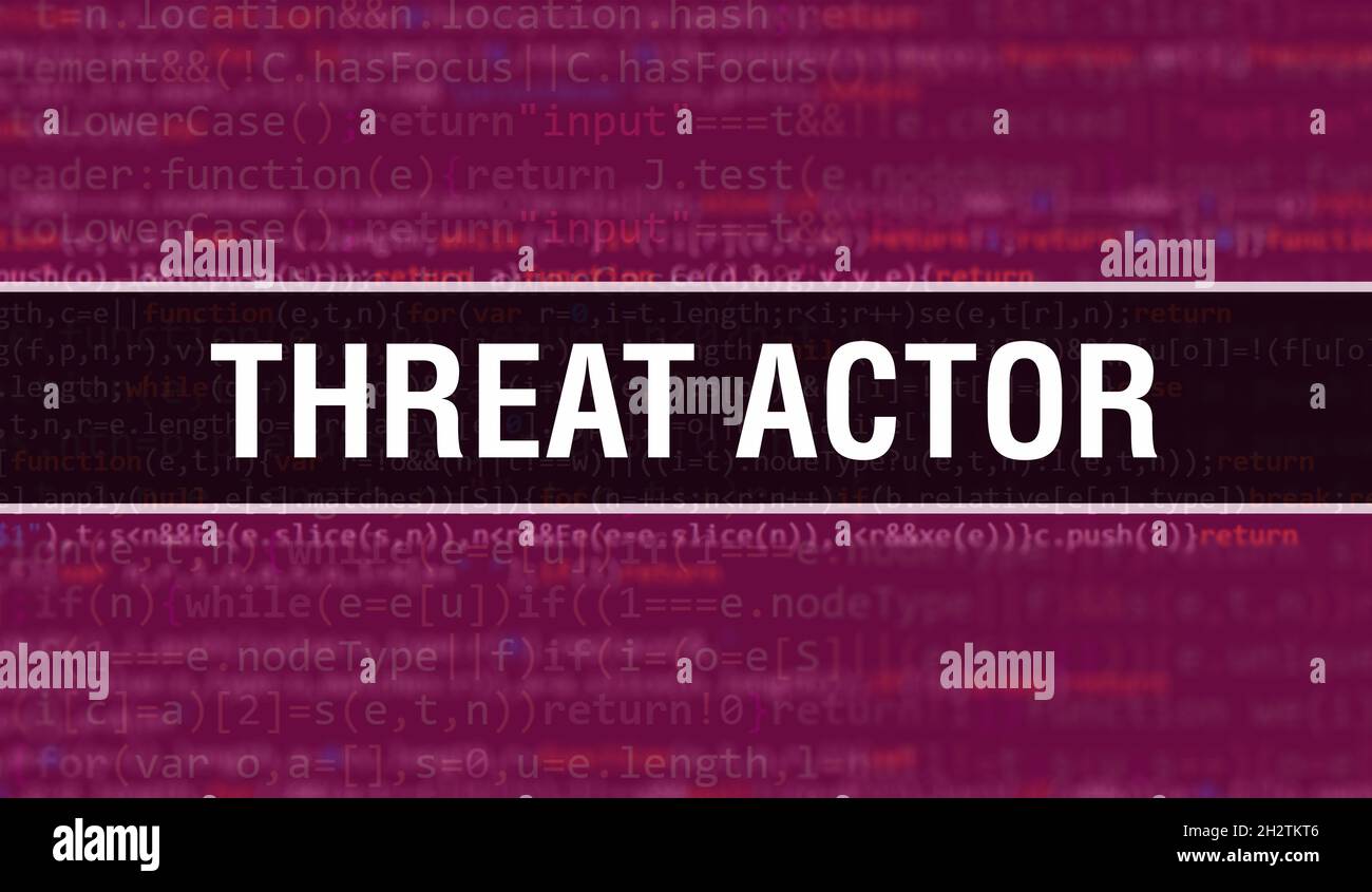 Threat actor with Digital java code text. Threat actor and Computer ...