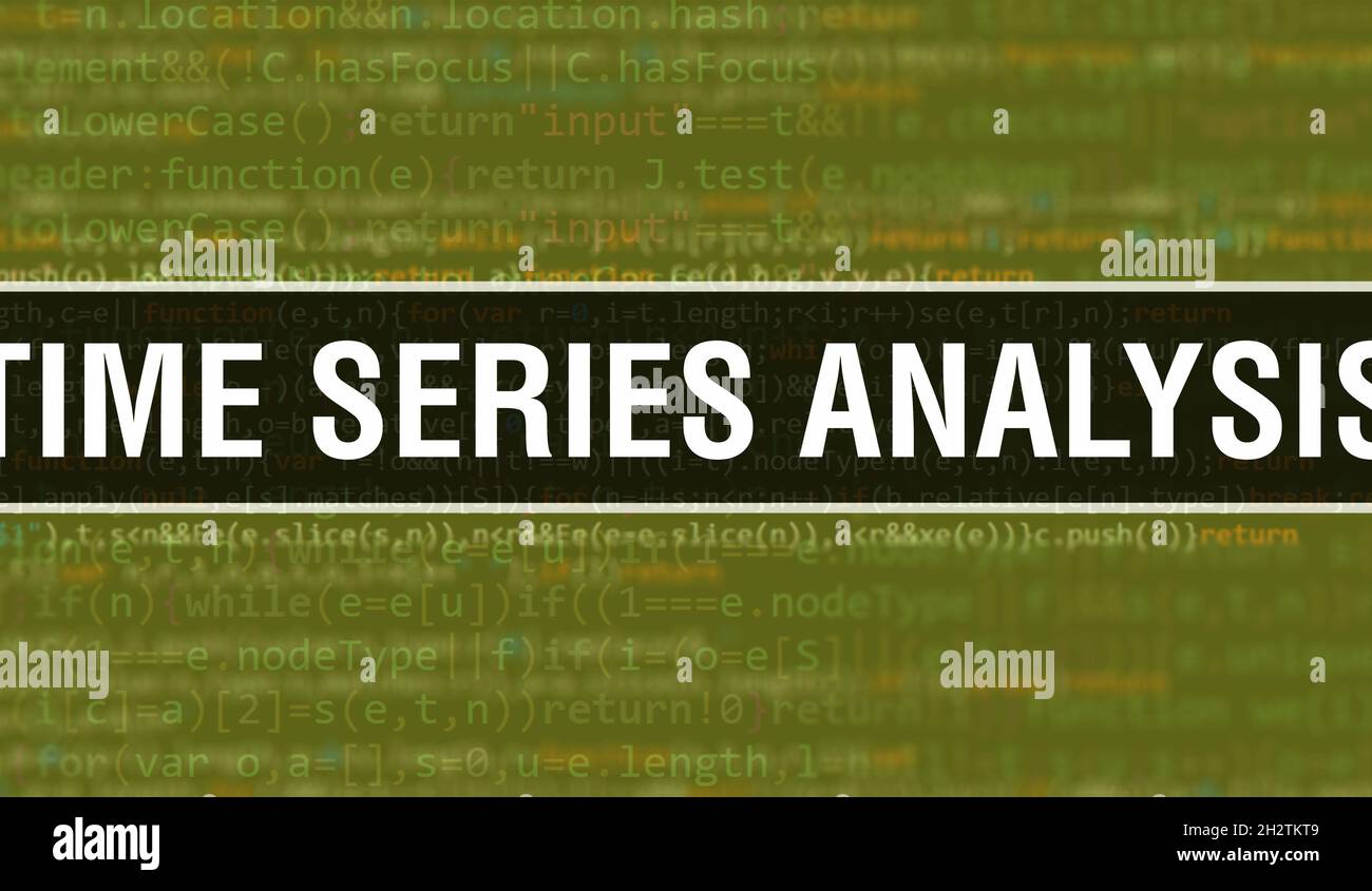Time series analysis concept illustration using code for developing programs and app. Time ...