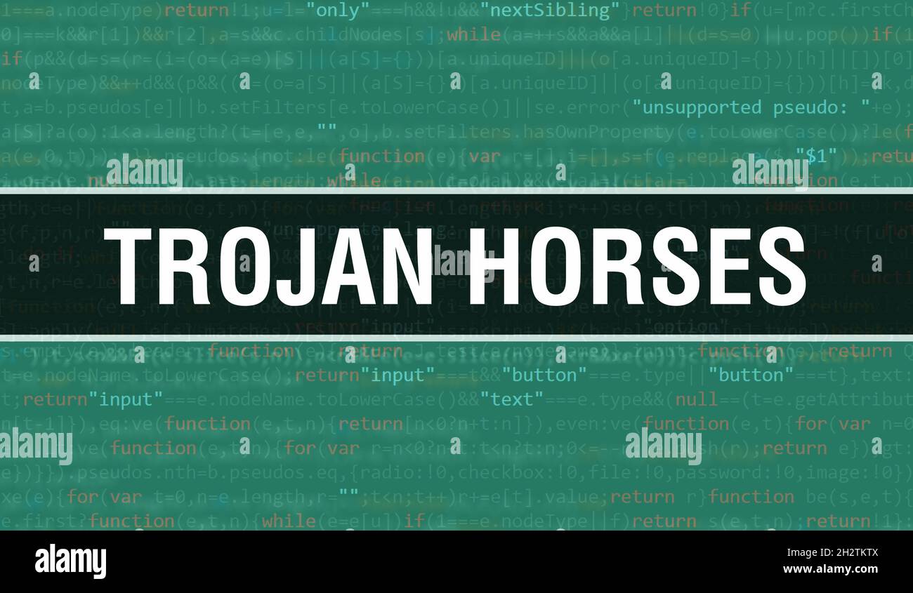 trojan horses with Binary code digital technology background. Abstract ...