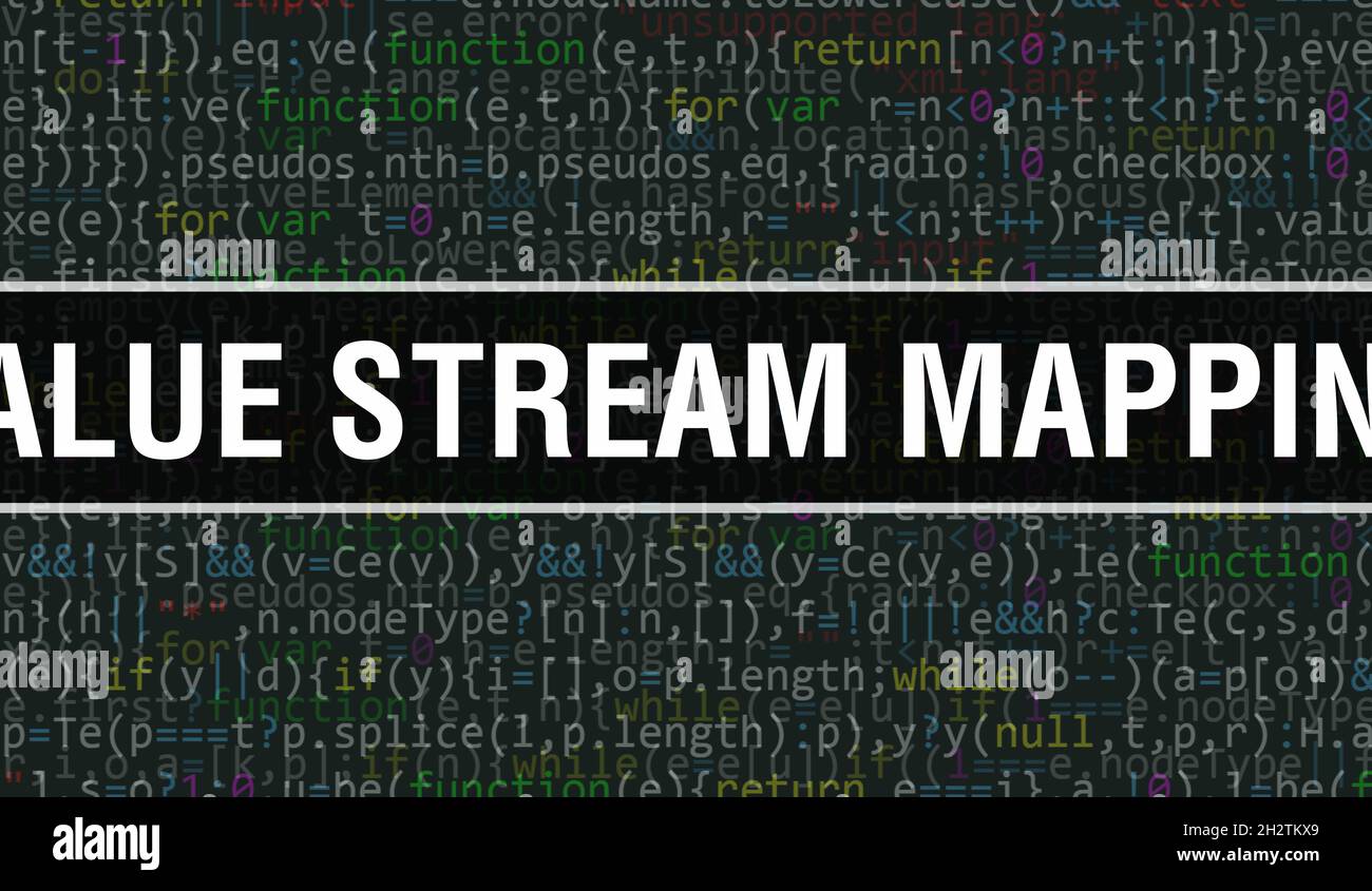 value stream mapping with Binary code digital technology background ...
