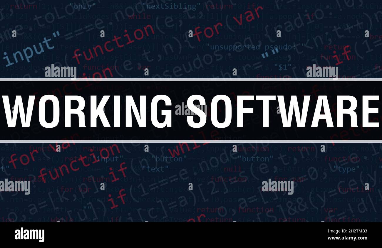 Working Software concept with Random Parts of Program Code.Working ...