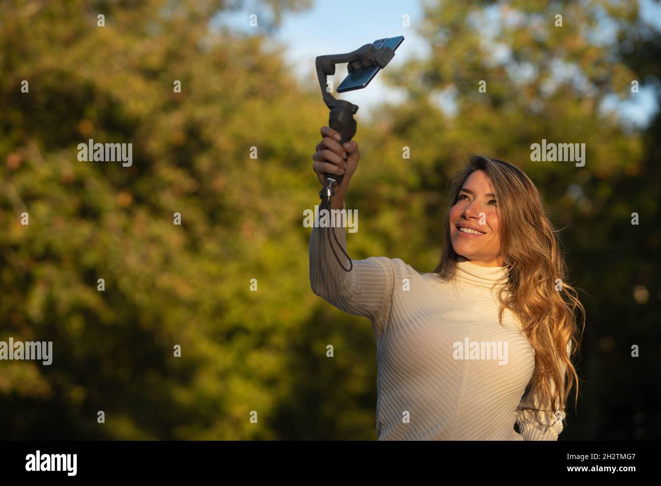 Woman filming herself hi-res stock photography and images - Alamy