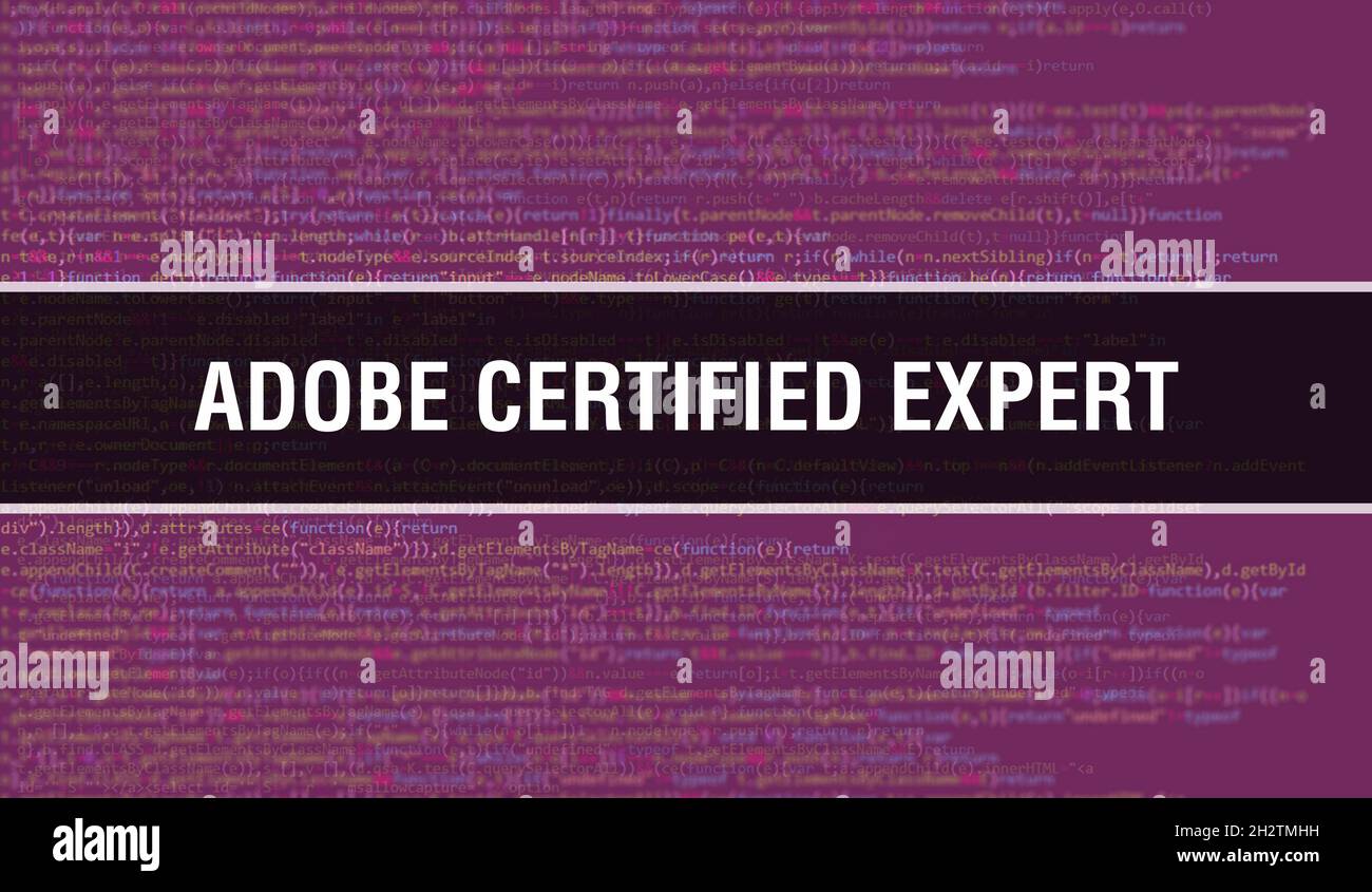 Adobe Certified Expert concept with Random Parts of Program Code.Adobe Certified Expert text ...