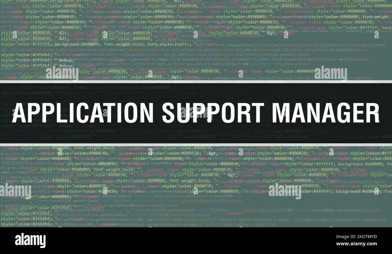 Application support manager text written on Programming code abstract ...