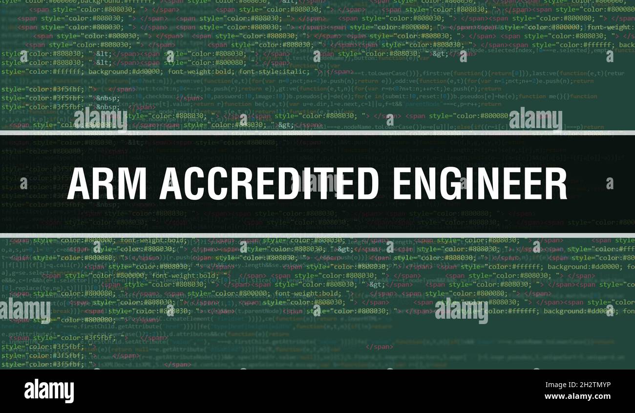 ARM Accredited Engineer text written on Programming code abstract ...