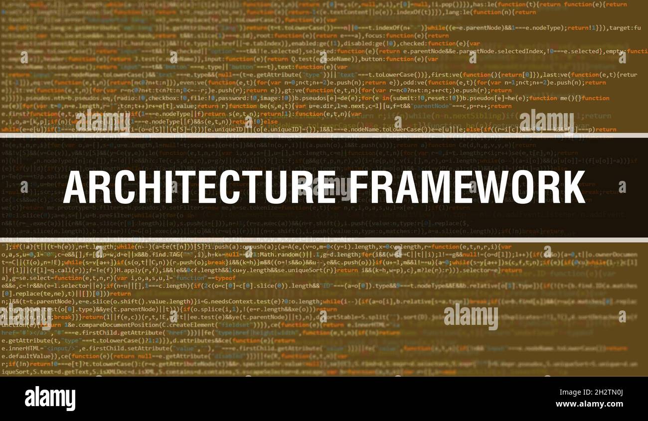 Architecture framework concept illustration using code for developing ...