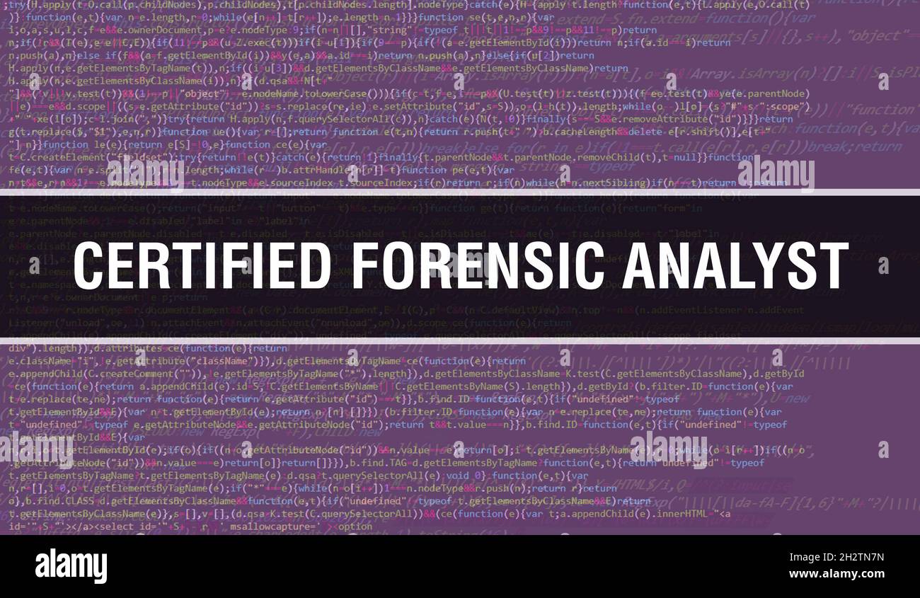 Certified Forensic Analyst with Binary code digital technology background. Abstract background ...
