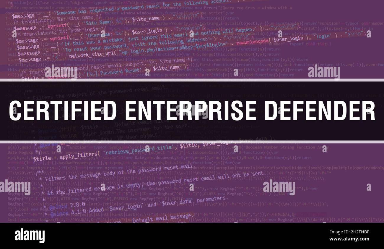 Certified Enterprise Defender with Abstract Technology Binary code Background.Digital binary ...