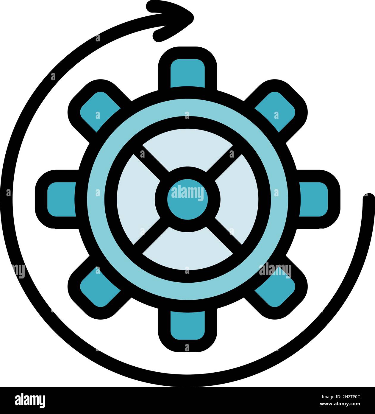 Watch gear wheel icon. Outline watch gear wheel vector icon color flat ...
