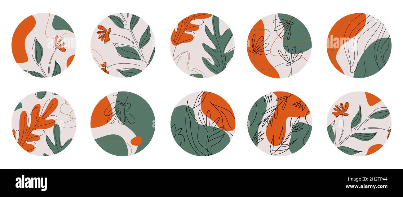 Set of Various Leaves and Flowers, abstract shapes Stock Vector Image ...
