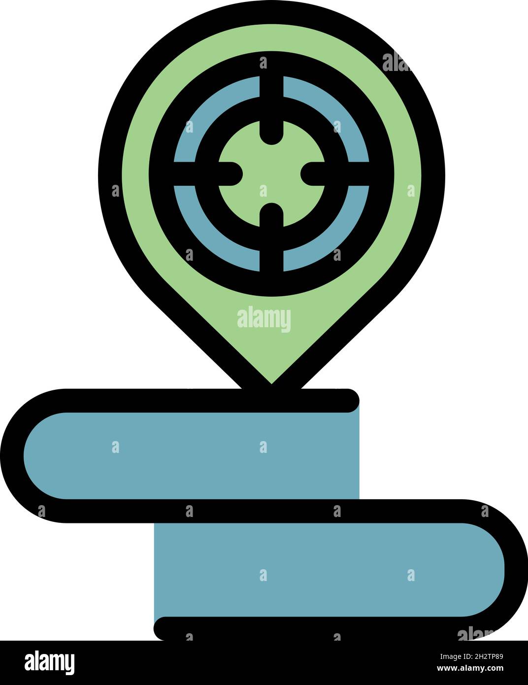 Target map pin icon. Outline target map pin vector icon color flat ...