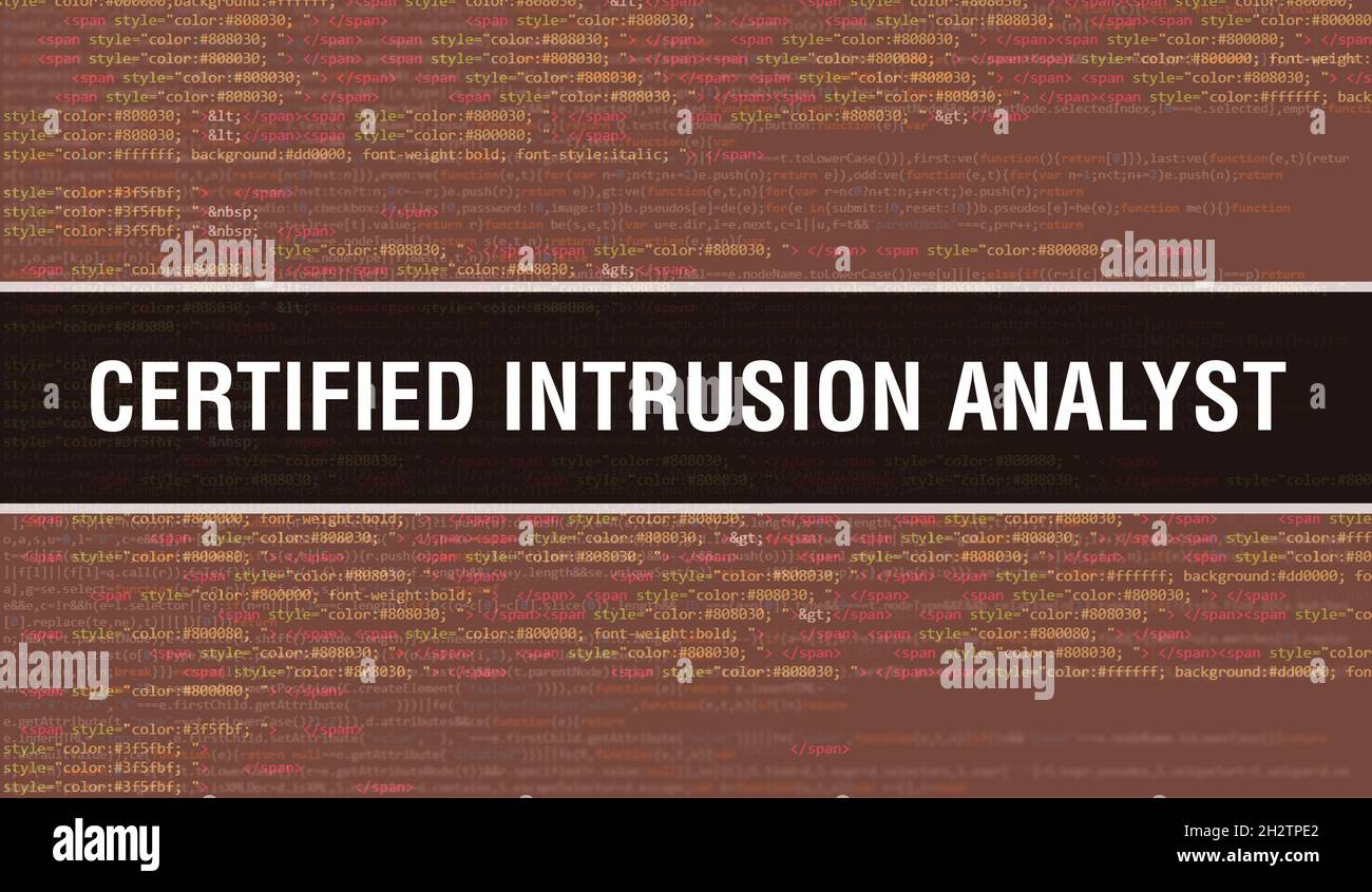 Certified Intrusion Analyst text written on Programming code abstract ...