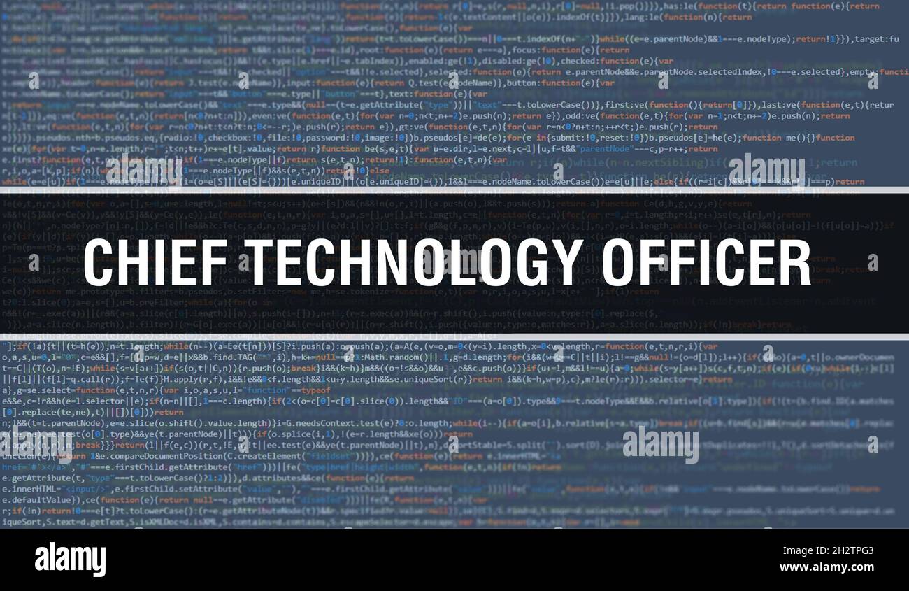 Chief Technology Officer concept illustration using code for developing programs and app. Chief ...
