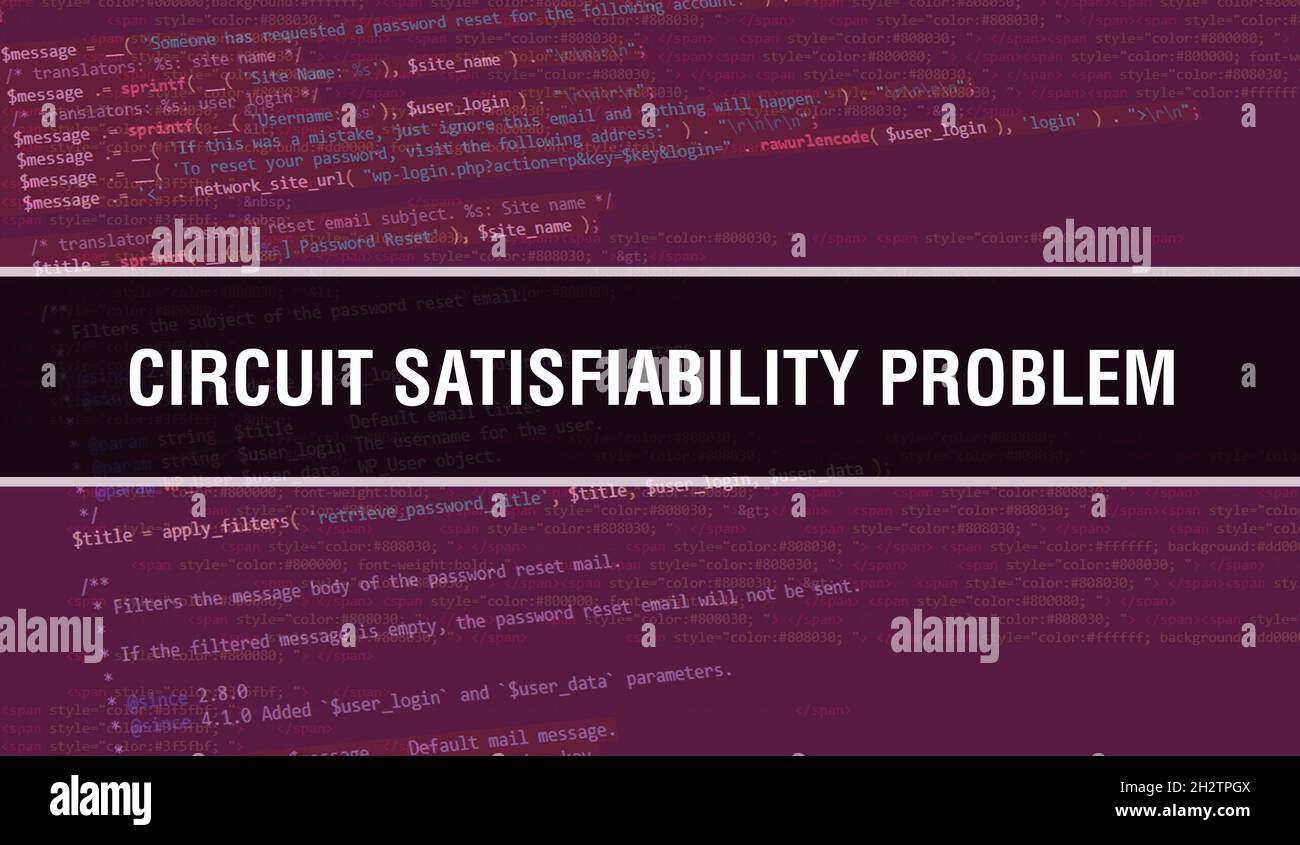 Circuit satisfiability problem concept illustration using code for developing programs and app ...