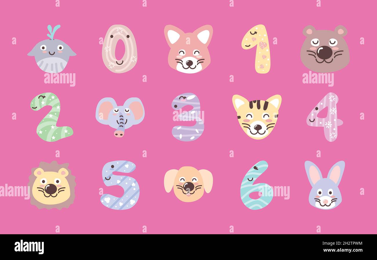 baby numbers and animals Stock Vector Image & Art - Alamy