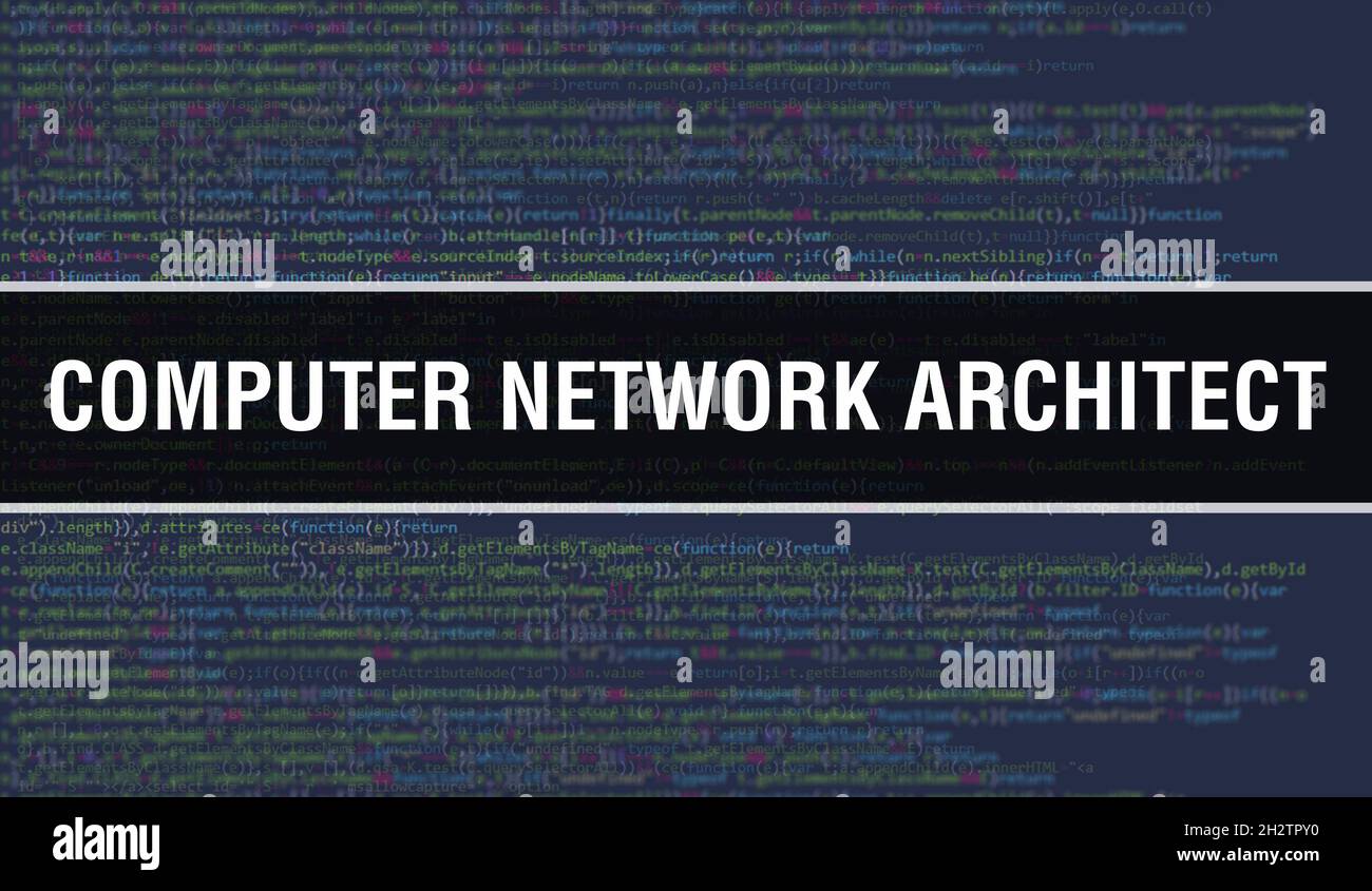 Computer Network Architect concept with Random Parts of Program Code ...