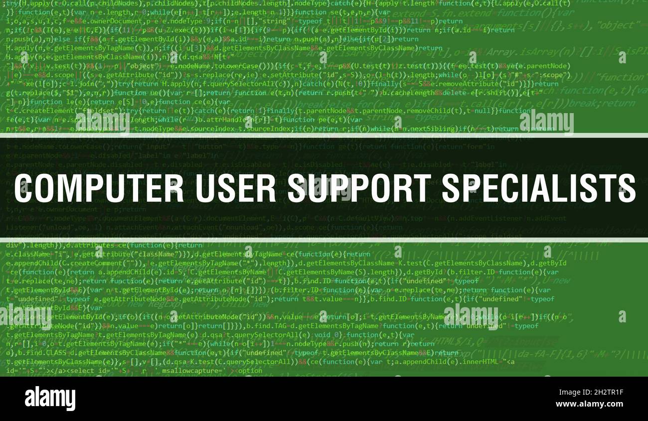 Computer User Support Specialists with Abstract Technology Binary code ...