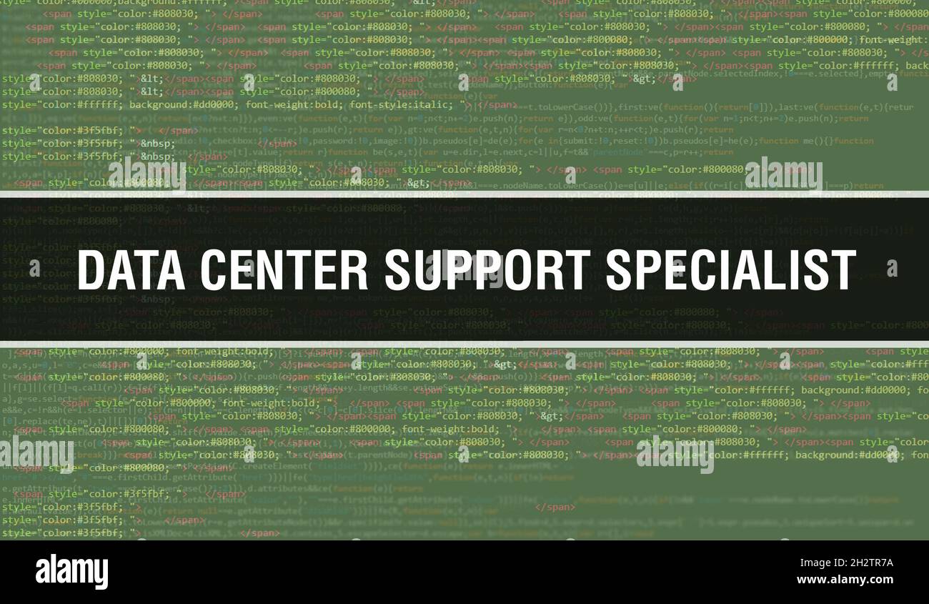 Data Center Support Specialist With Binary Code Digital Technology Background Abstract