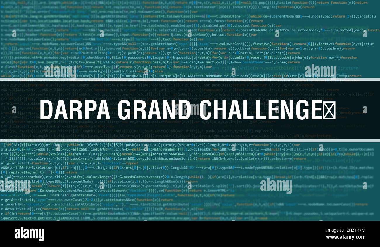 DARPA Grand Challenge‎ with Binary code digital technology background. Abstract background with ...