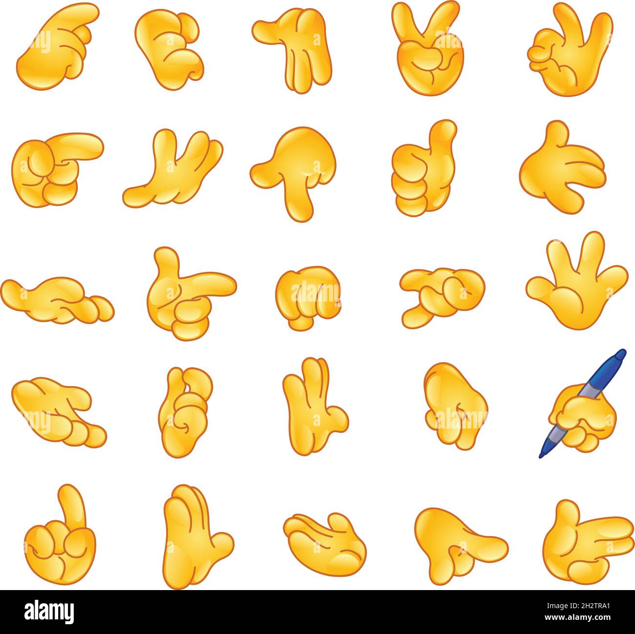 Emoji emoticon yellow hand set cartoon of various signs and gestures ...