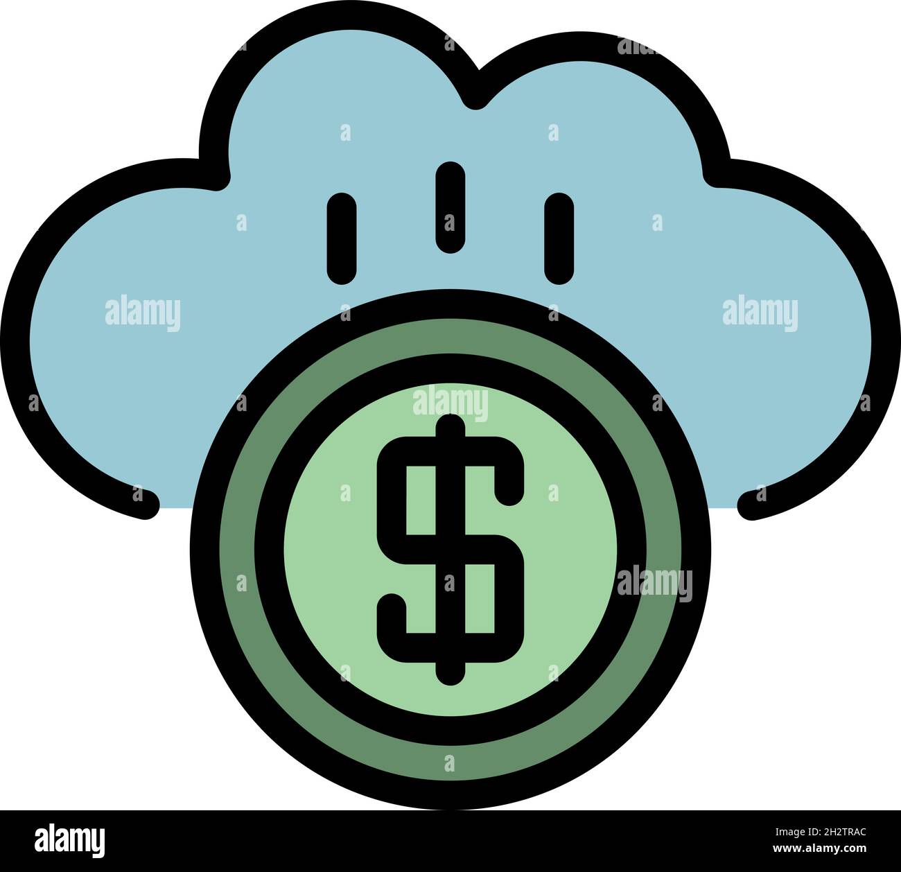Money cloud icon. Outline money cloud vector icon color flat isolated ...