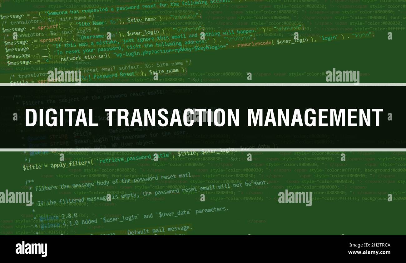 Digital transaction management concept illustration using code for developing programs and app ...