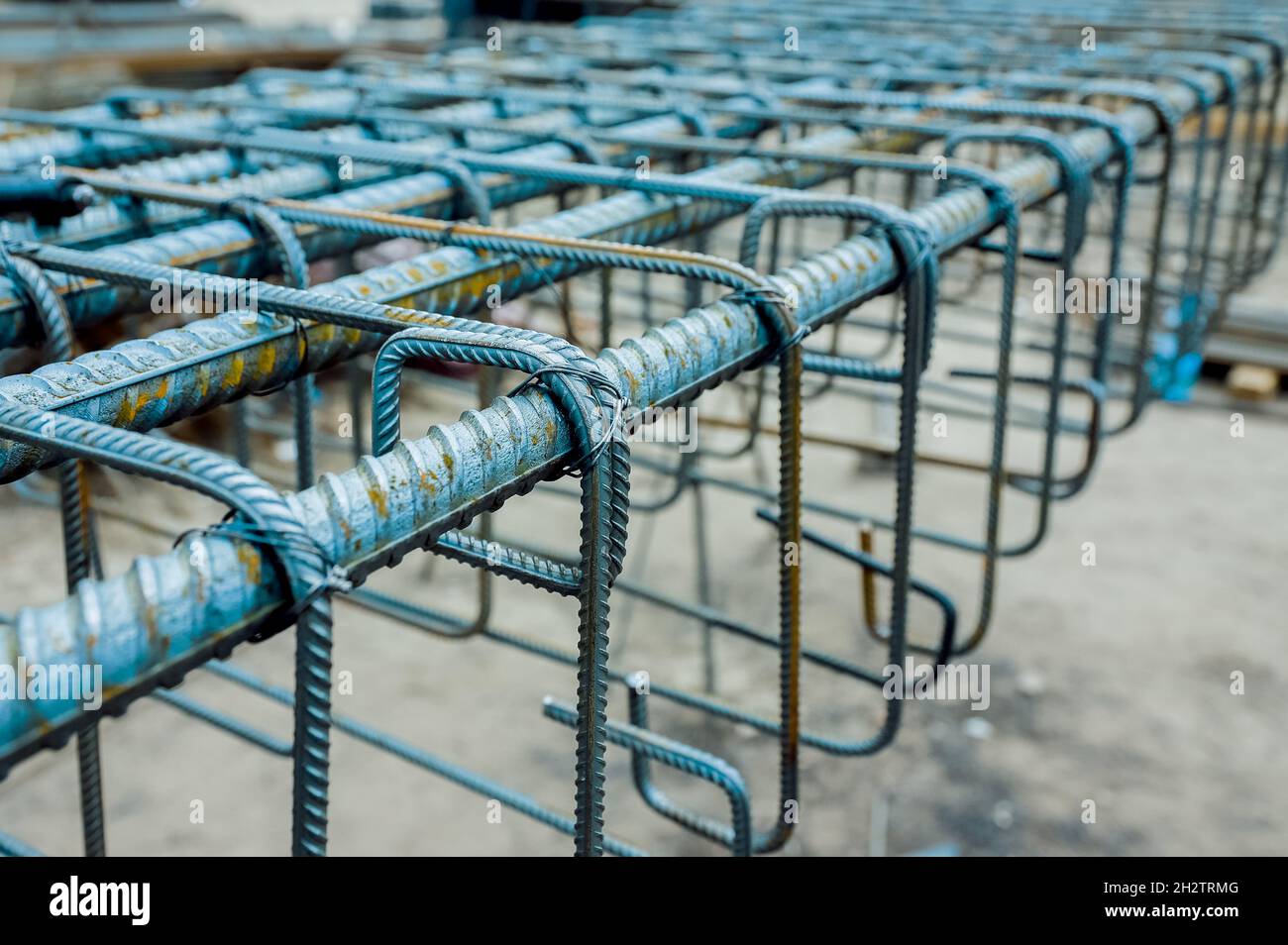 Reinforcement steel is prepared for concrete casting. Iron Stock Photo ...