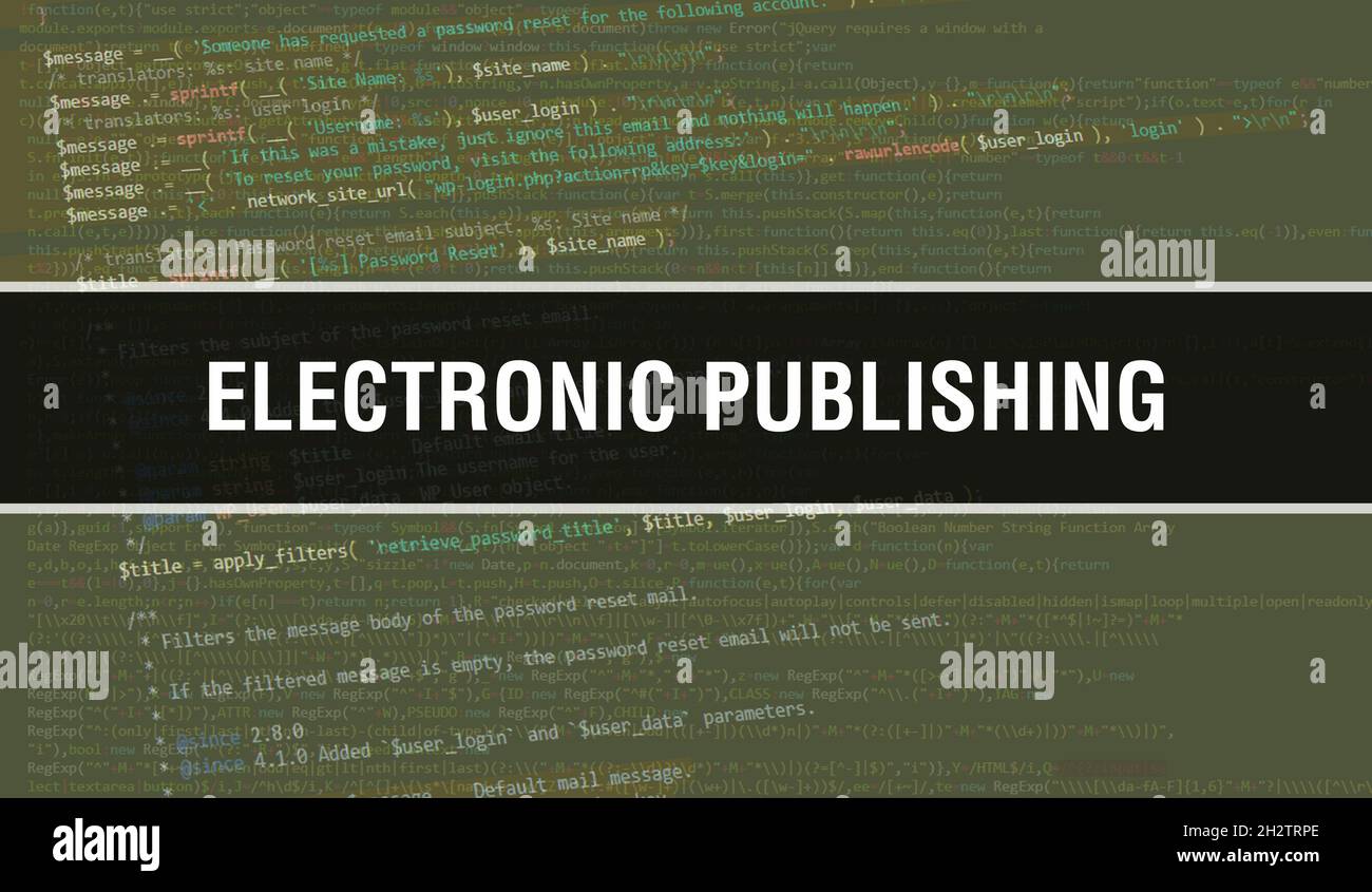Electronic publishing concept illustration using code for developing programs and app ...