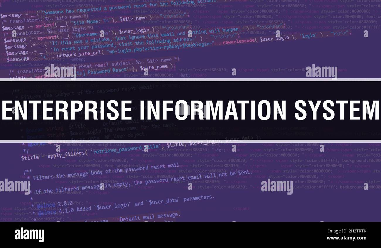 Enterprise information system text written on Programming code abstract ...